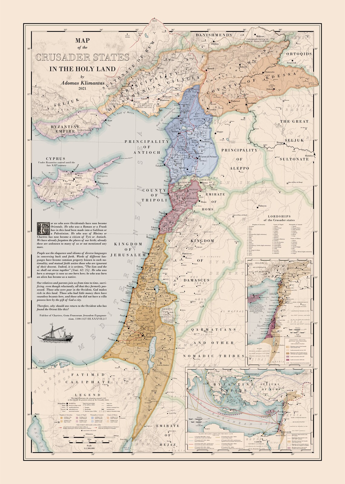 Map of the Crusader States - Etsy Canada