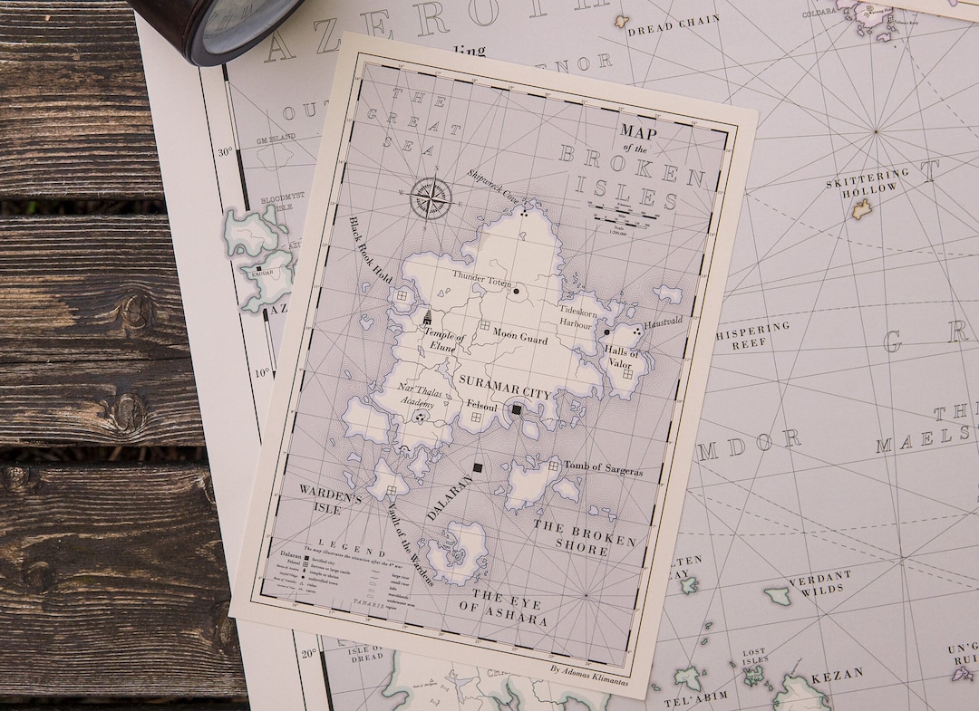 Map of Broken Isles Azeroth World of Warcraft Vintage Real World Style ...