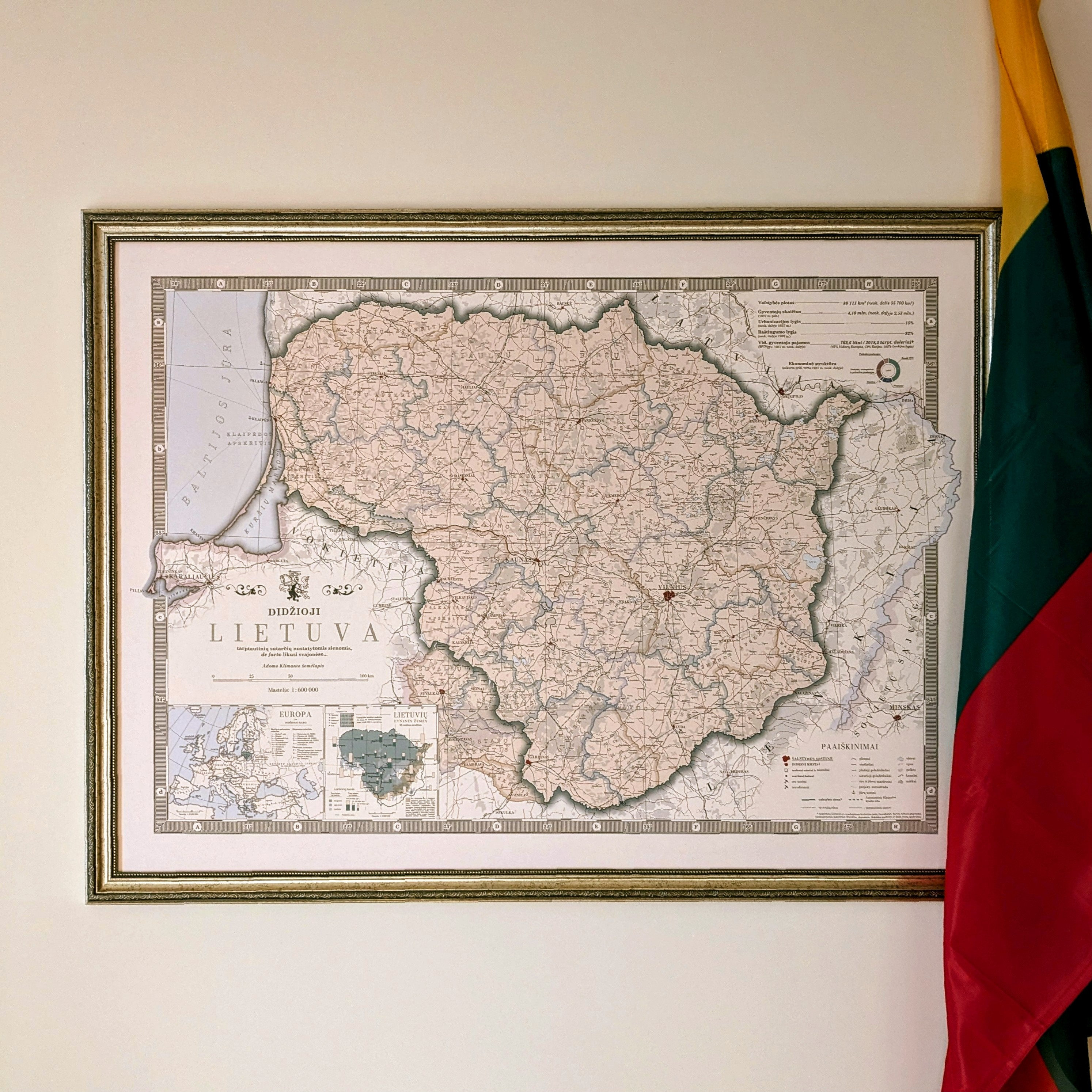 Interwar Lithuania Vintage Map Poster Tarpukario Lietuvos žemėlapis - Etsy