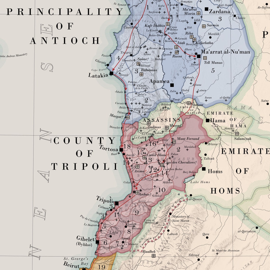 Map of the Crusader States - Etsy