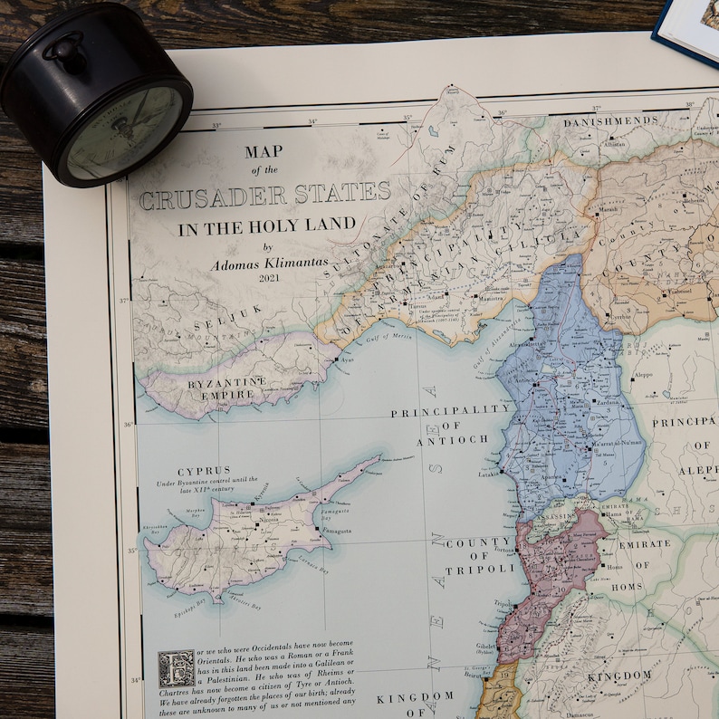 Map of the Crusader States - Etsy