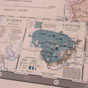 Interwar Lithuania Vintage Map Poster - Tarpukario Lietuvos žemėlapis ...