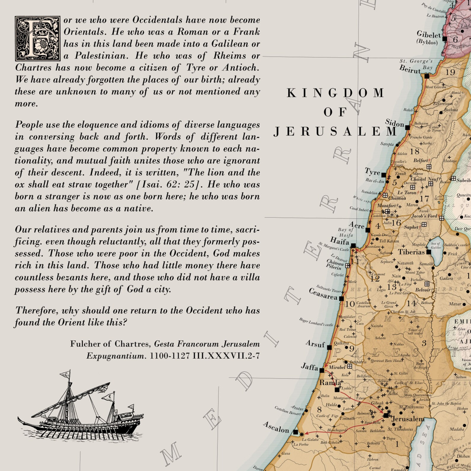 Map of the Crusader States - Etsy Canada