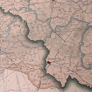 Interwar Lithuania Vintage Map Poster - Tarpukario Lietuvos žemėlapis ...