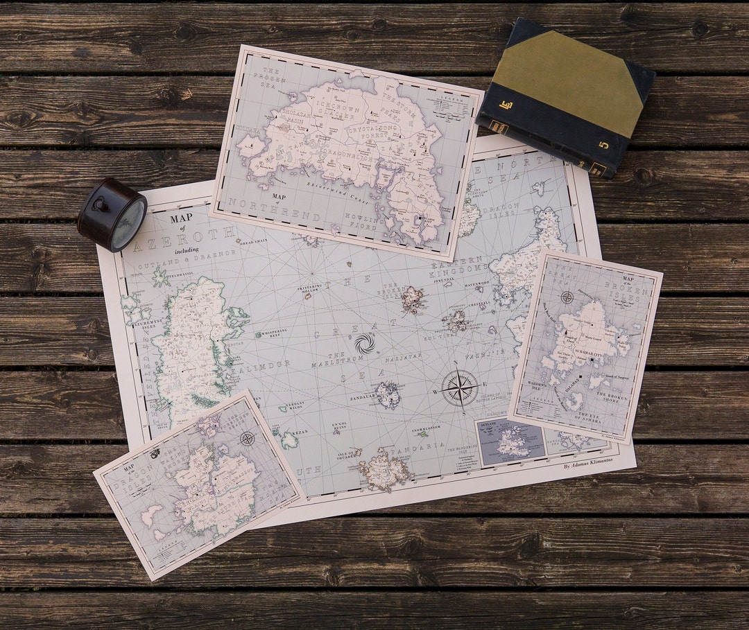 4 Maps of Azeroth World of Warcraft Bundle Vintage Map Poster - Etsy