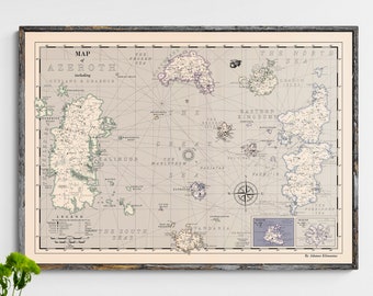 Azeroth World of Warcraft Vintage Map Poster - Etsy