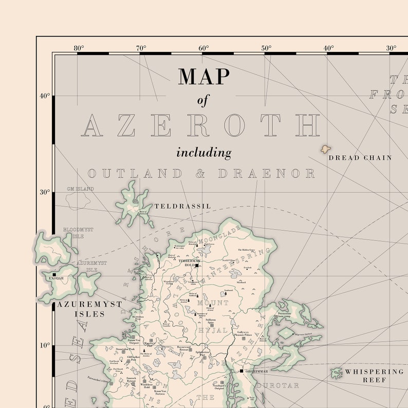 Azeroth World of Warcraft Vintage Map Poster - Etsy