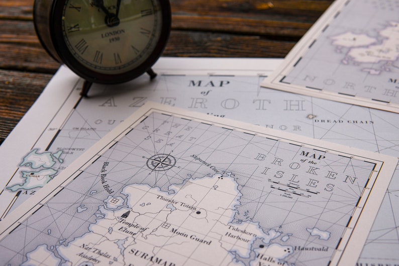 Map of Broken Isles Azeroth World of Warcraft Vintage Real World Style ...