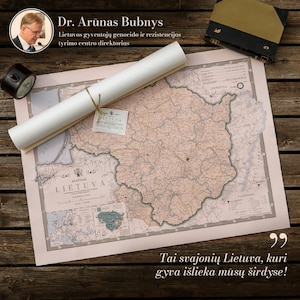 Interwar Lithuania Vintage Map Poster - Tarpukario Lietuvos žemėlapis ...
