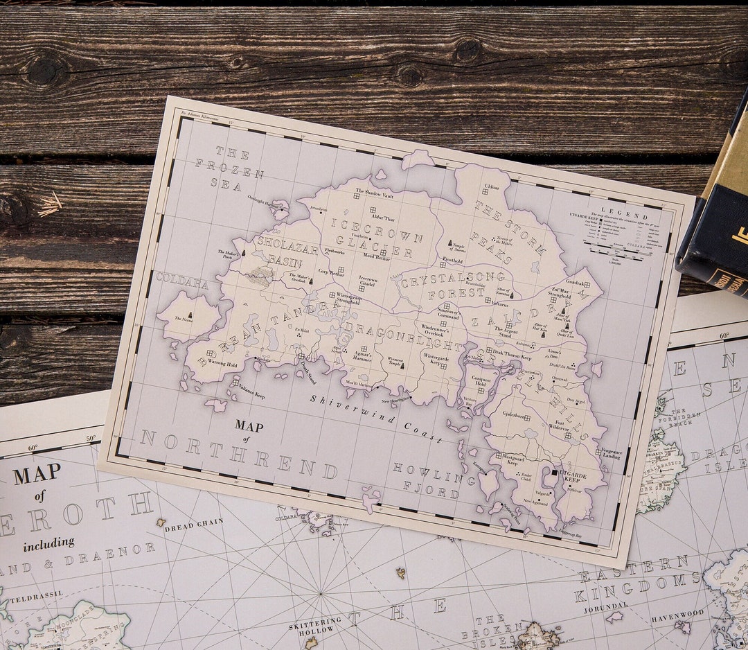 Map of Northrend Azeroth World of Warcraft Vintage Real World Style 16 ...