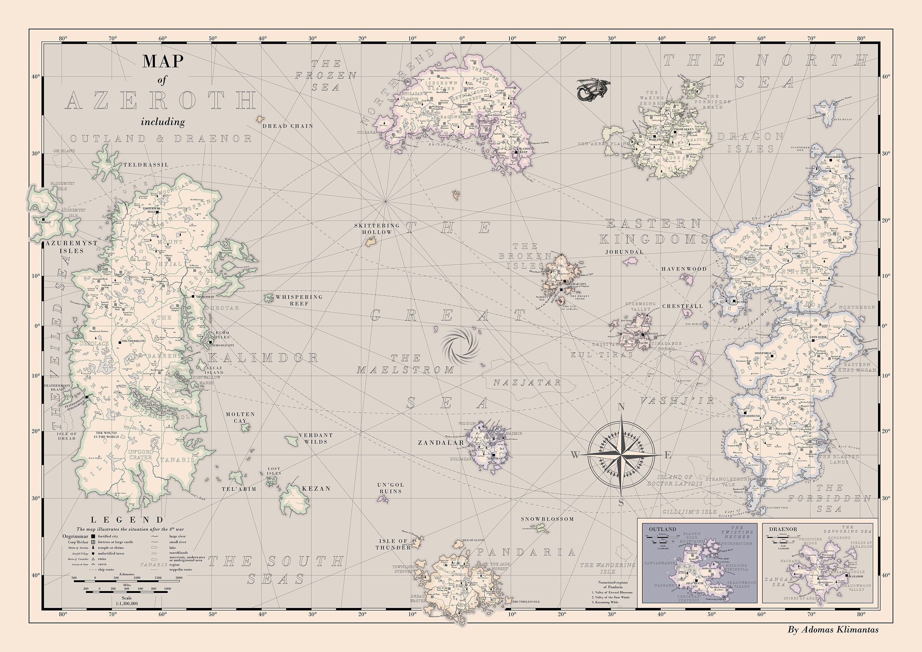 Azeroth World of Warcraft Vintage Map Poster - Etsy