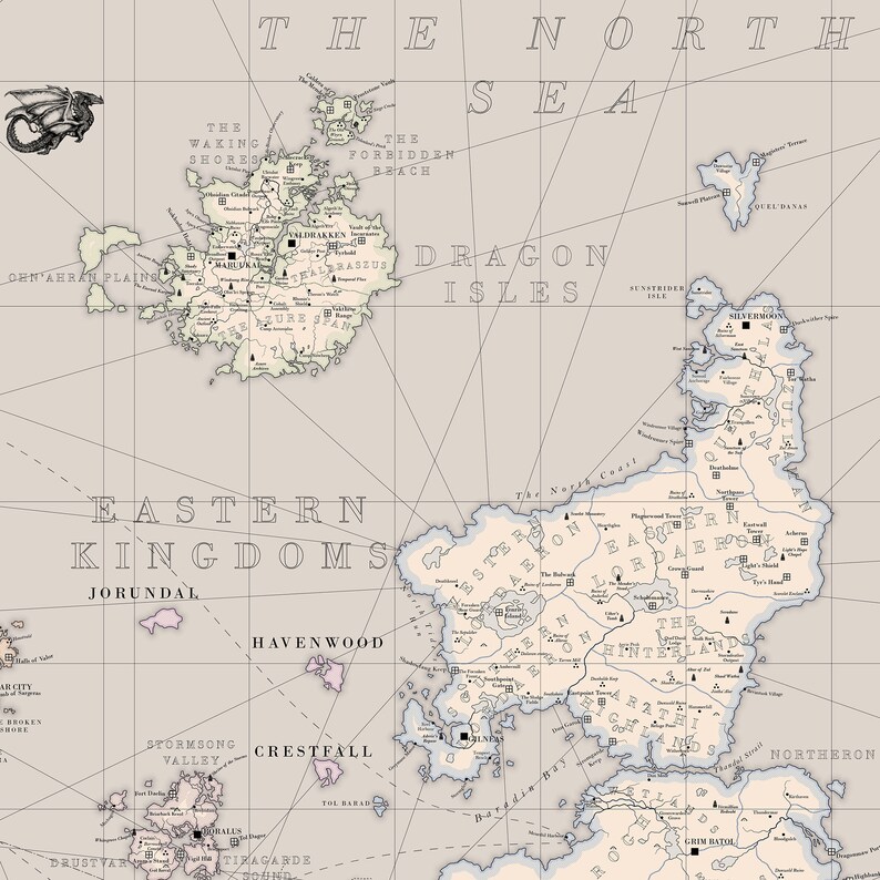 Azeroth World of Warcraft Vintage Map Poster - Etsy