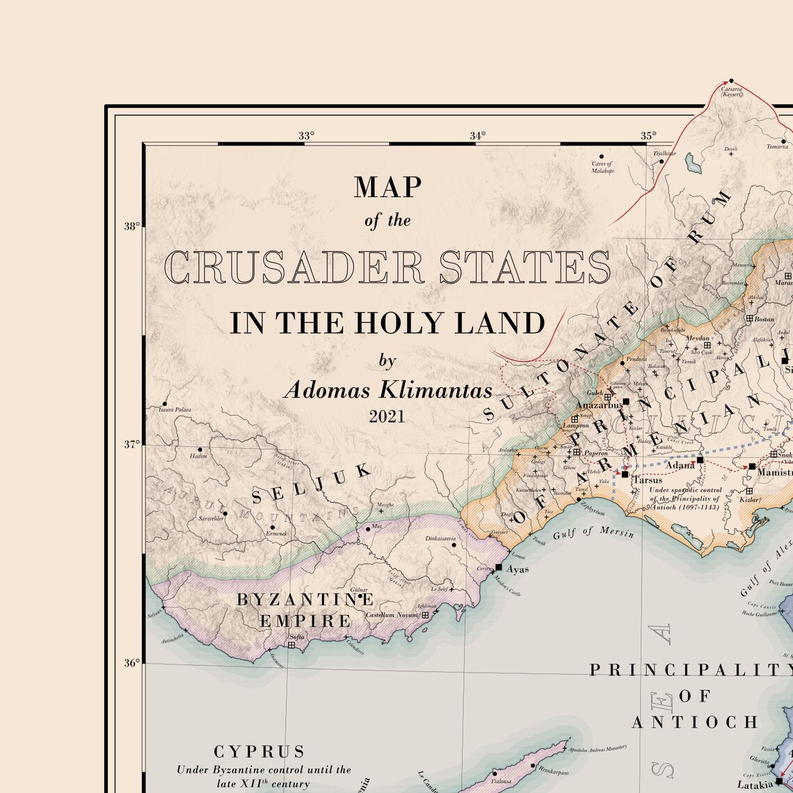 Map of the Crusader States - Etsy Canada