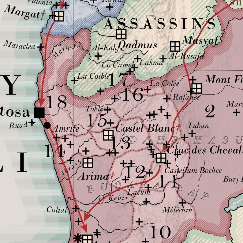 Map Of The Crusader States Etsy