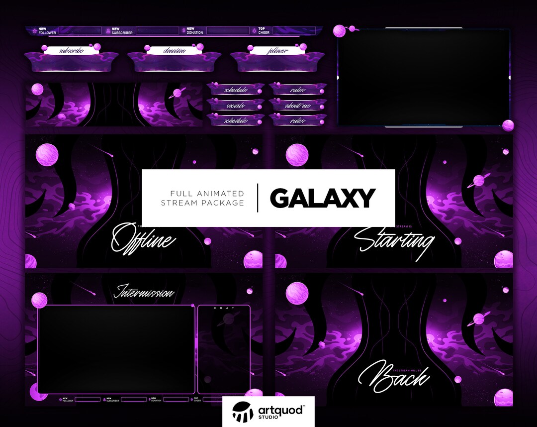 GALAXY Animated Streaming Overlay Package Twitch Youtube Facebook - Etsy
