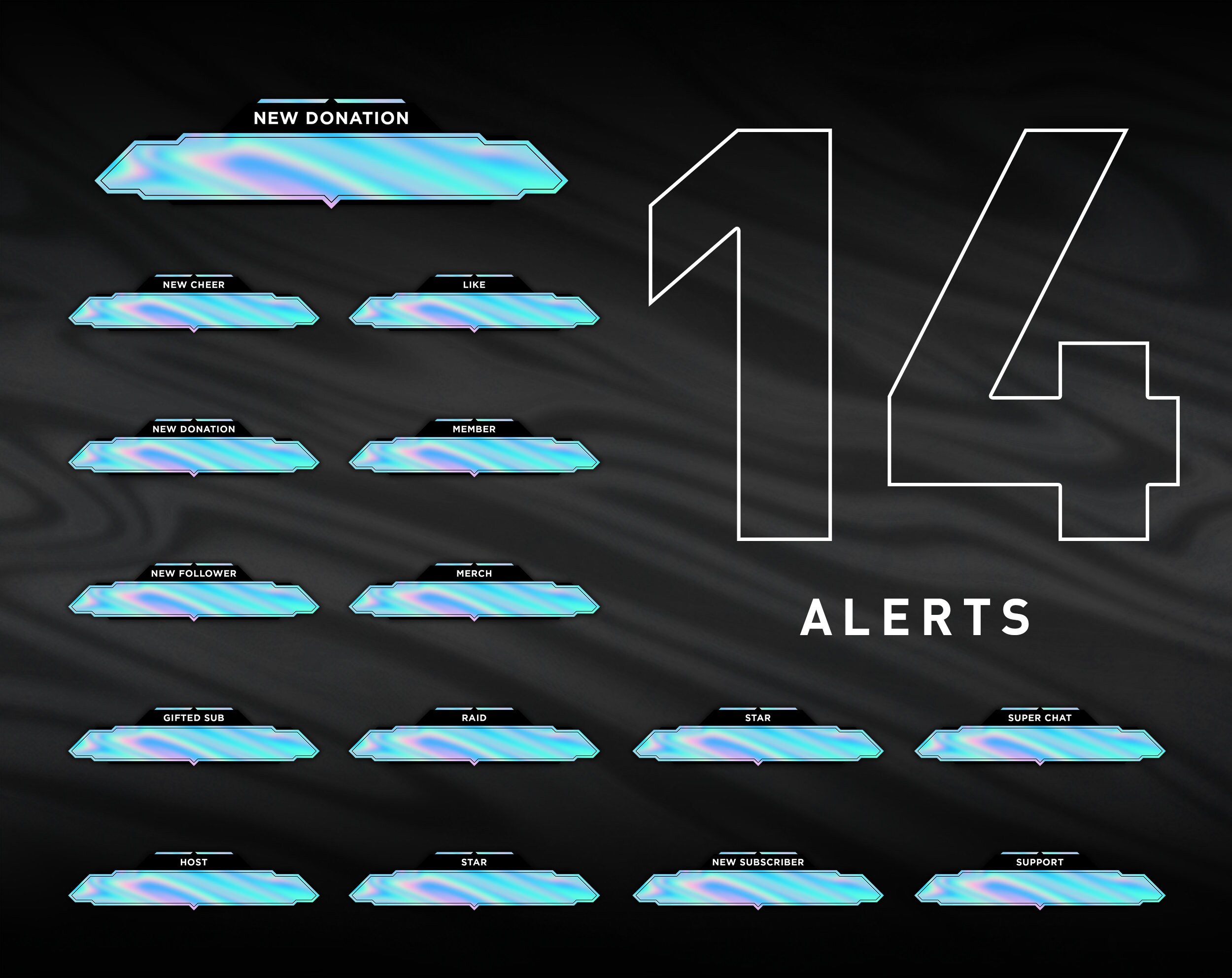 HOLOGRAPHIC Animated Streaming Overlay Package Twitch Youtube Facebook - Etsy