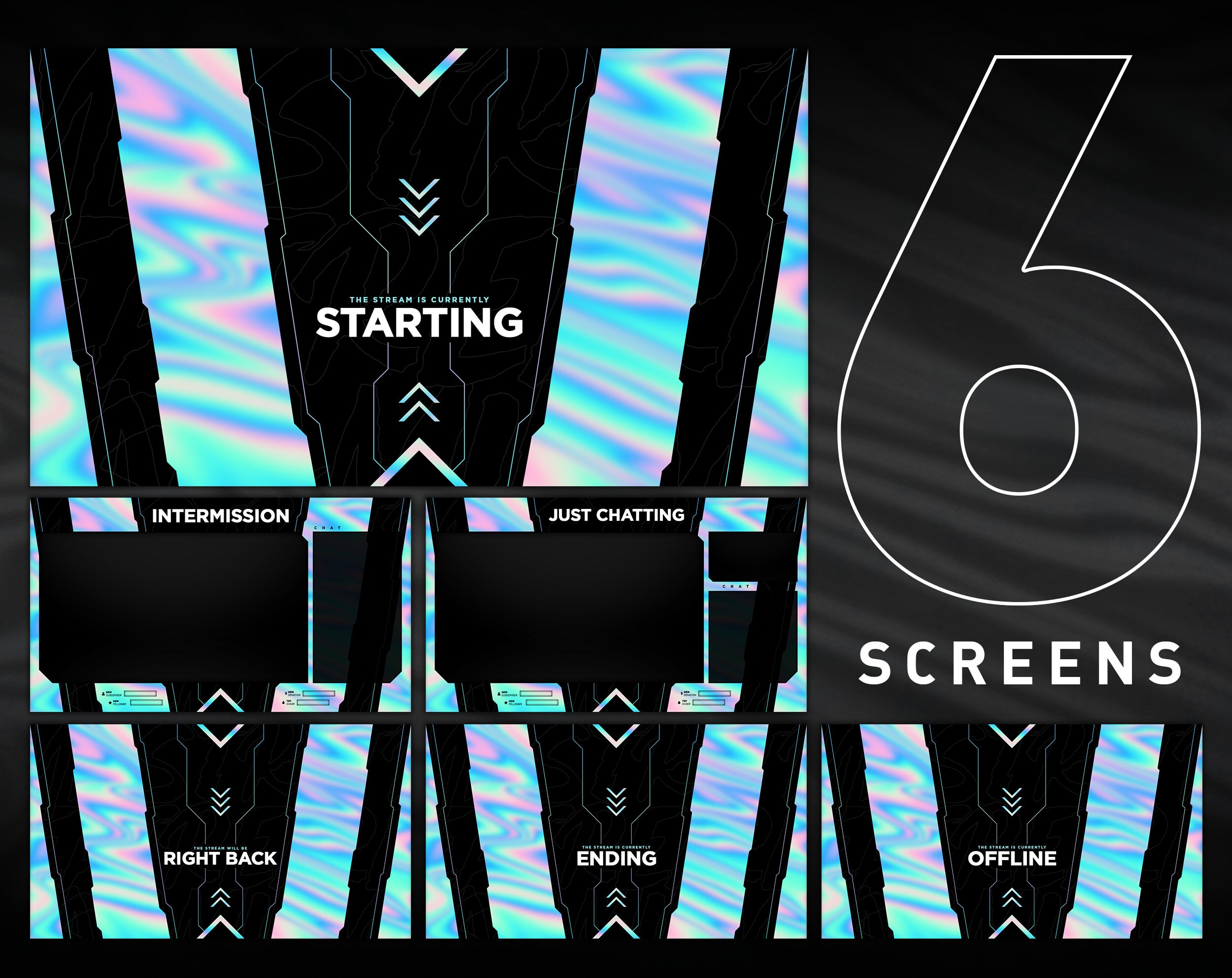 HOLOGRAPHIC Animated Streaming Overlay Package Twitch Youtube Facebook - Etsy