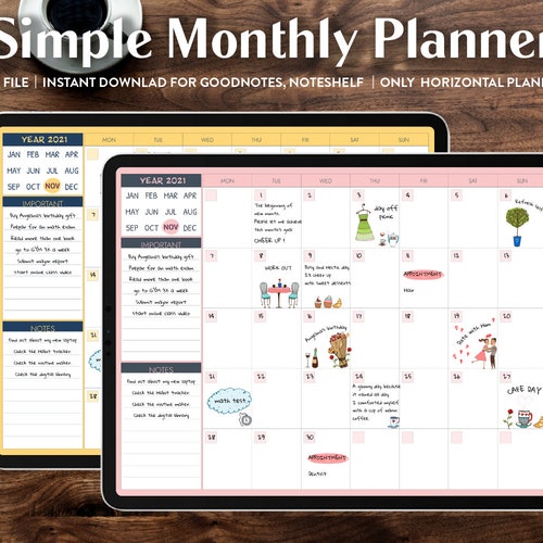 Monthly Planner Goodnotes Template Undated Monthly Planner - Etsy