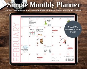 Monthly Planner Goodnotes Template, Undated Monthly Planner, Monthly ...