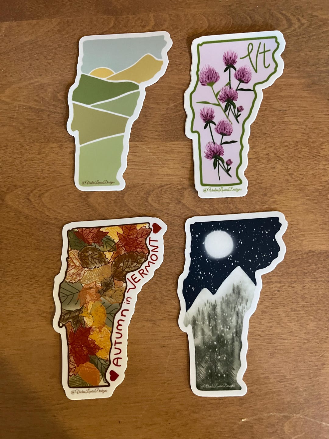 Vermont Four Seasons Sticker Set| Vermont State Stickers - Etsy