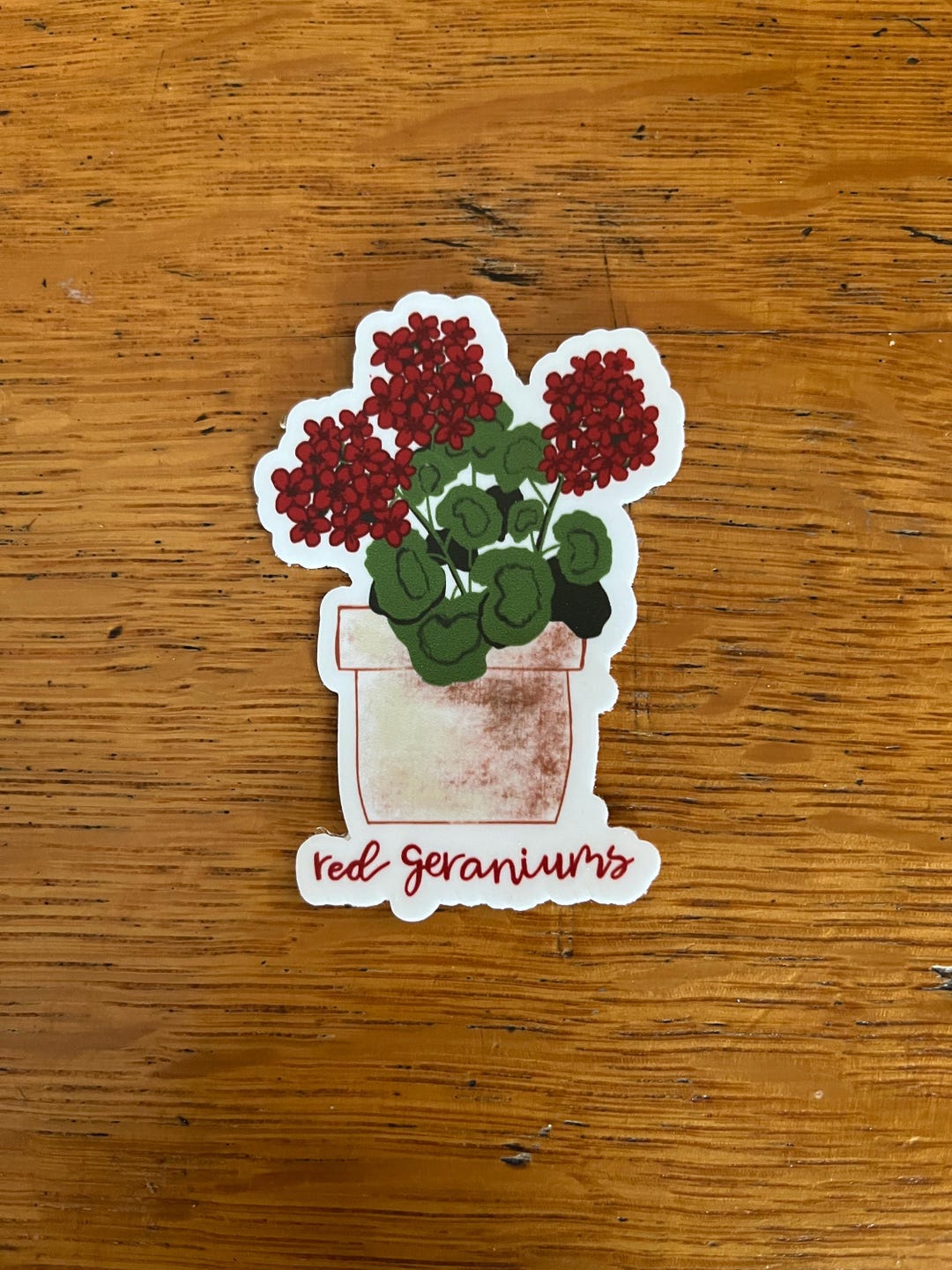 Red Geranium in Clay Pot Sticker - Etsy