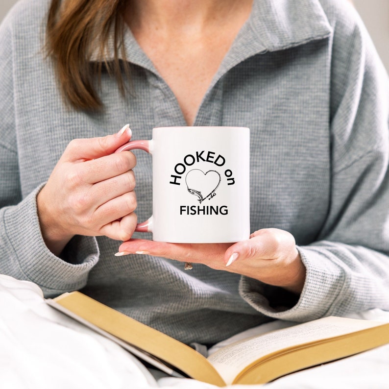 Hooked on Fishing Funny Fishing Mug, Fishing Coffee Mug, Dad Fishing ...