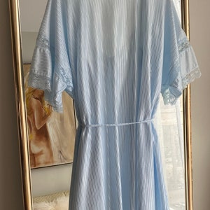 Vintage Slip Dress With Matching Robe Soft Blue Metallic Striped Fabric ...