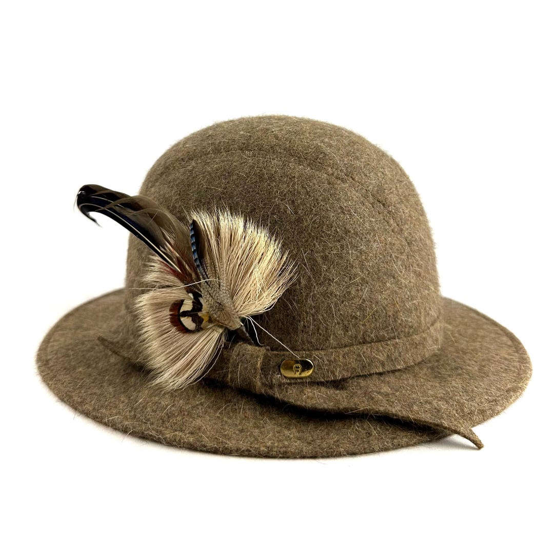 Vintage 1960’s 1970’s Brown Rabbit Hair & Felted Wool Round Fedora Hat ...