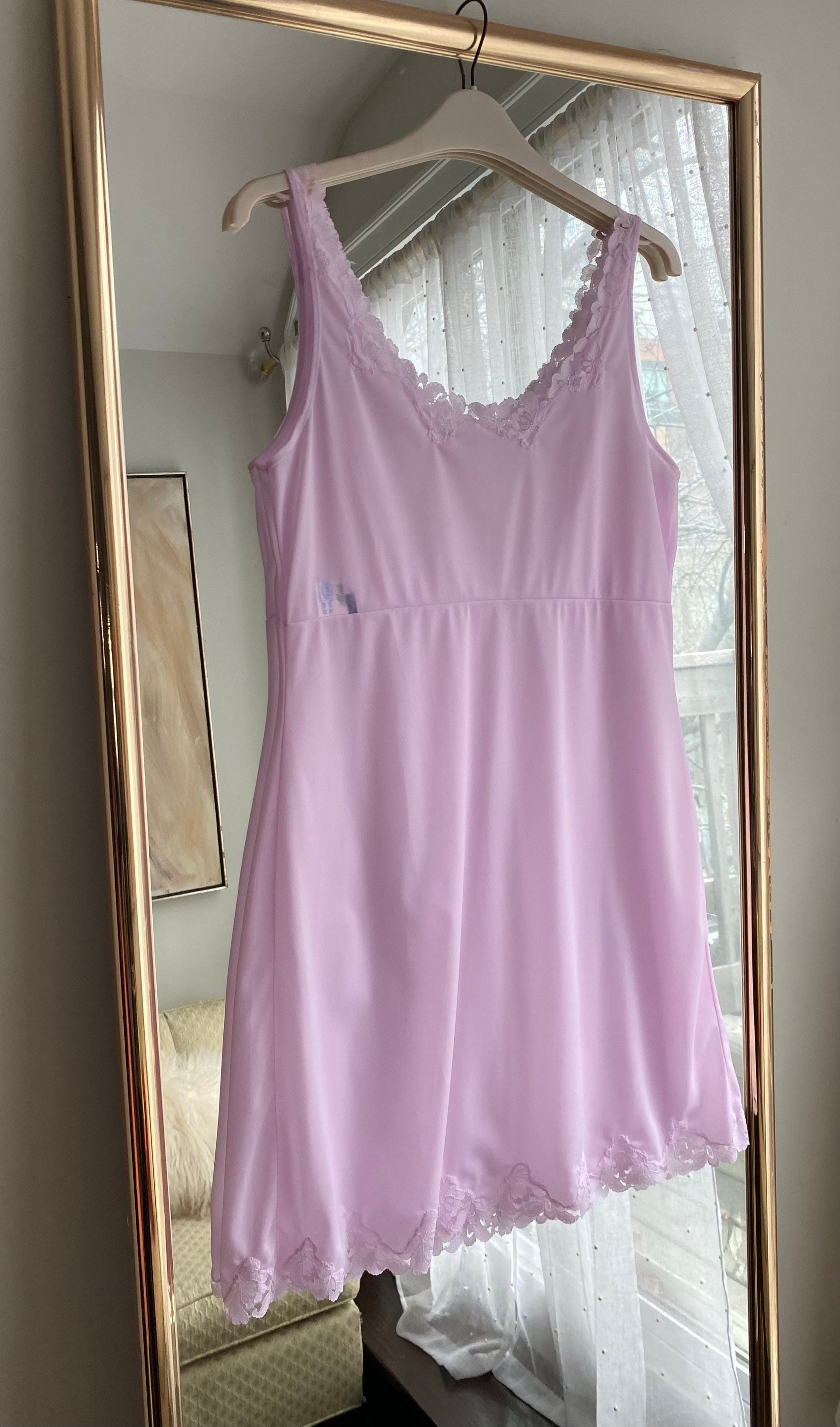 Vintage Lilion 60s Sheer Slip Dress in Lilac Purple With Floral Lace ...