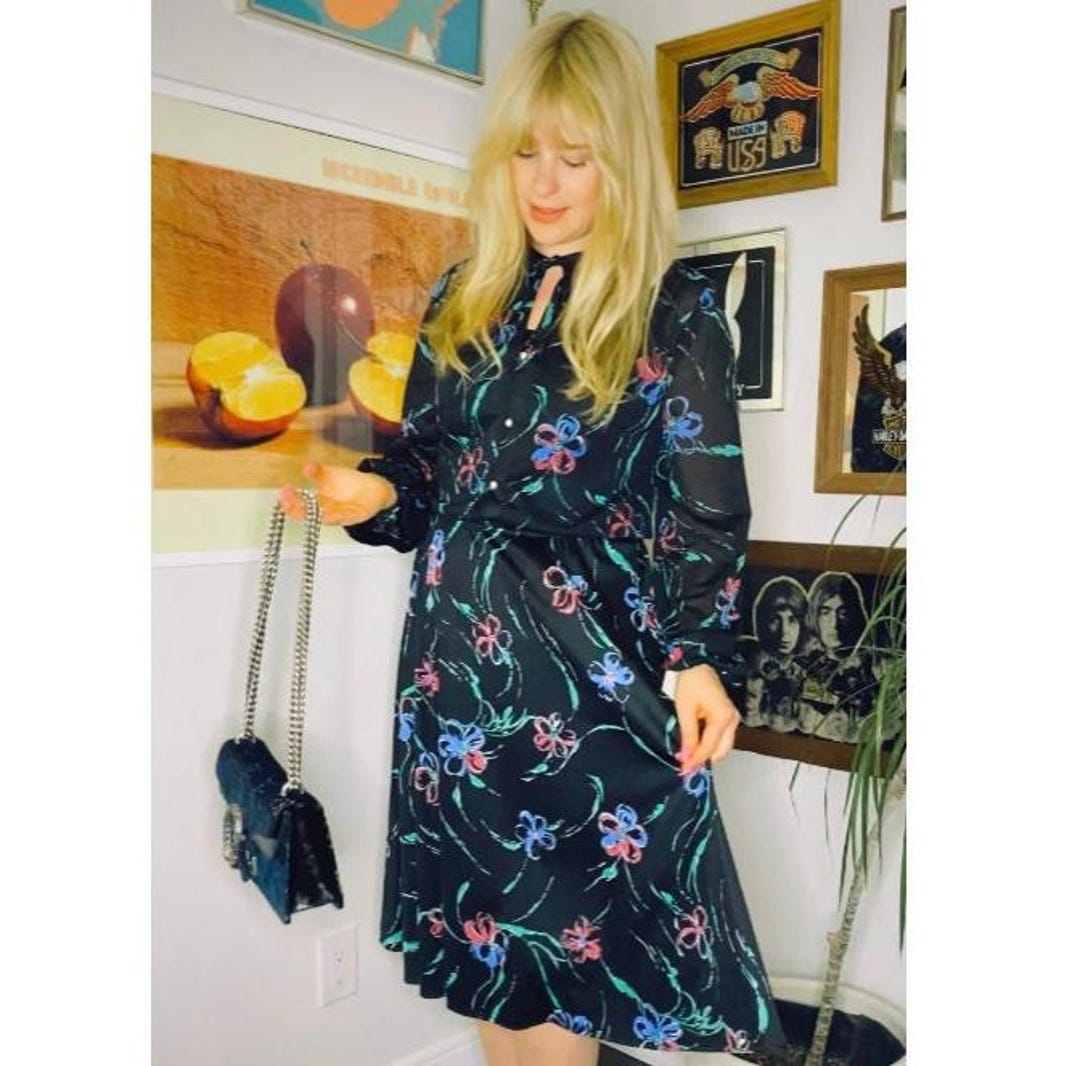 Vintage 1970’s 1980’s Sears Two Piece Dress Set • Long Sleeve • Midi ...