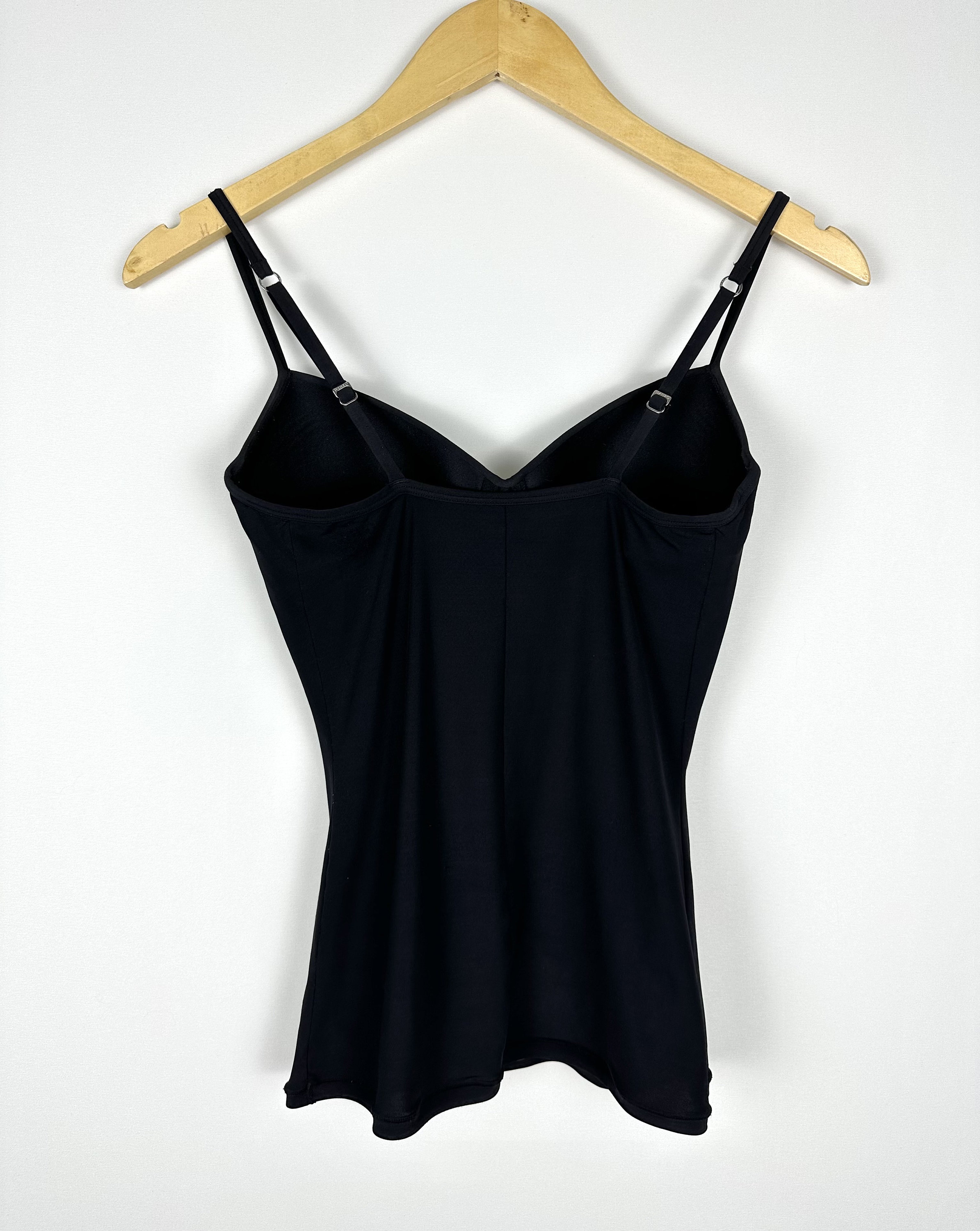 Hanro Black Lightly Lined Slip Top Camisole Built-in Bra Sweetheart ...