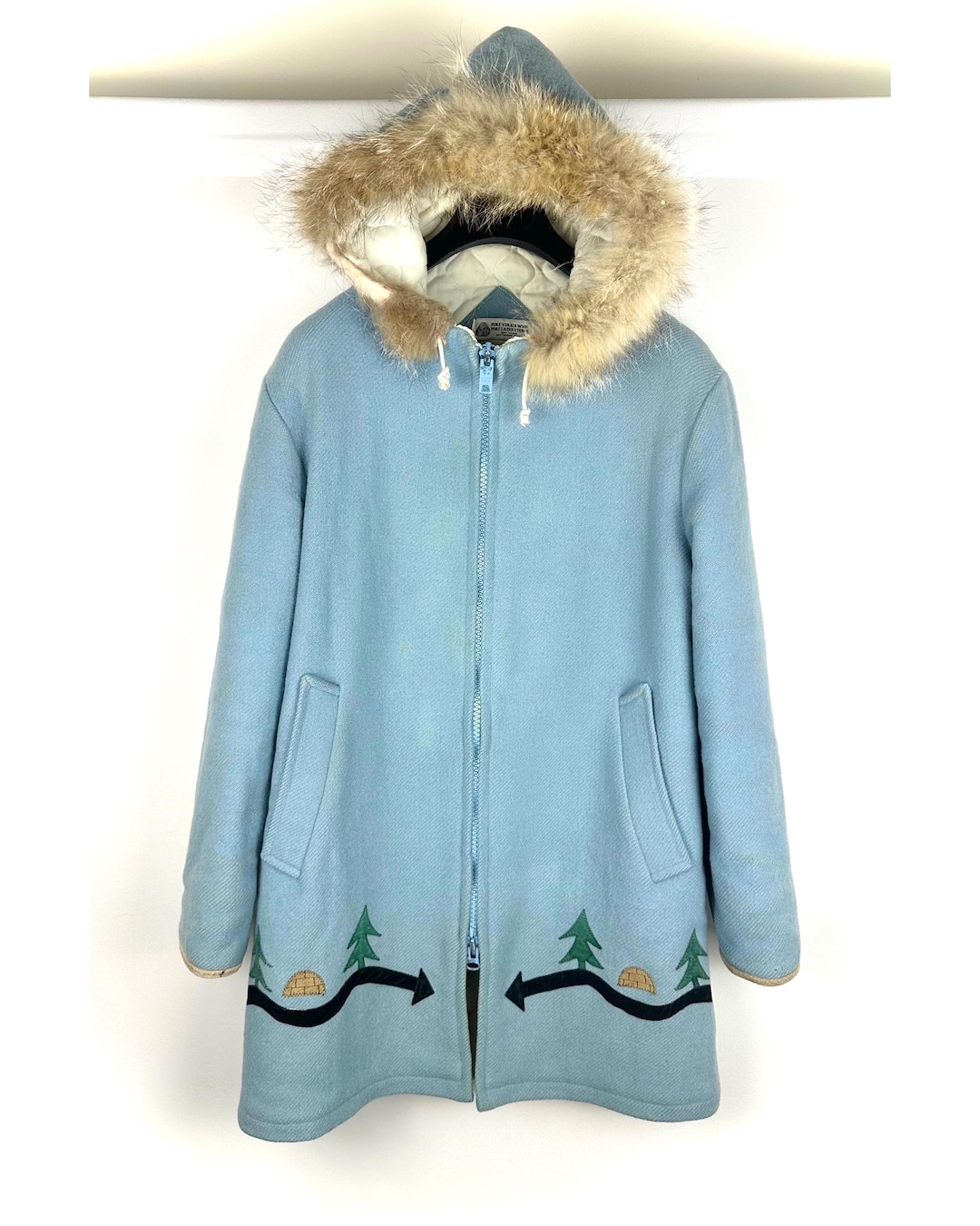 Vintage hudsons Bay Company Pure Virgin Wool Hooded Parka Coat in Light ...
