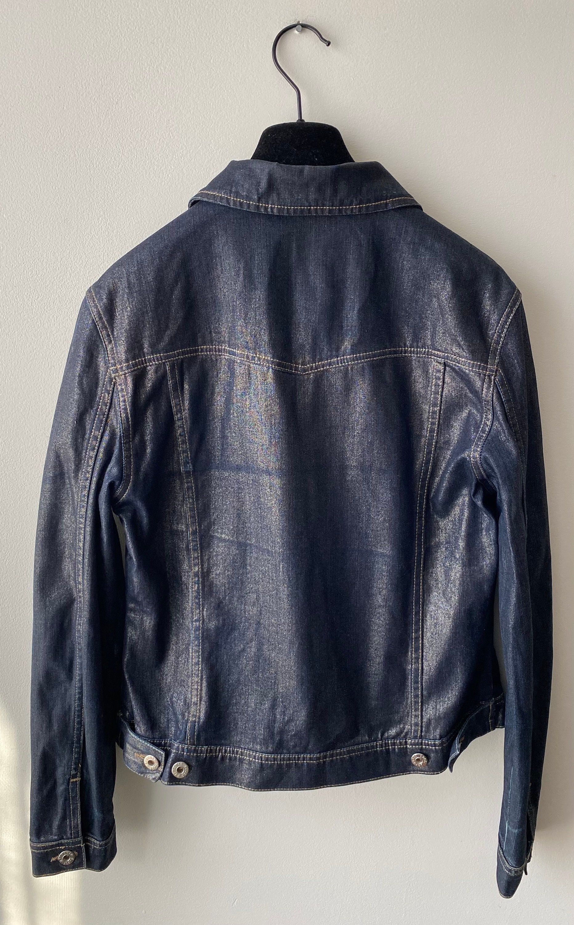 Vintage 1990s Parasuco Denim Jacket in Dark Blue With Silver - Etsy