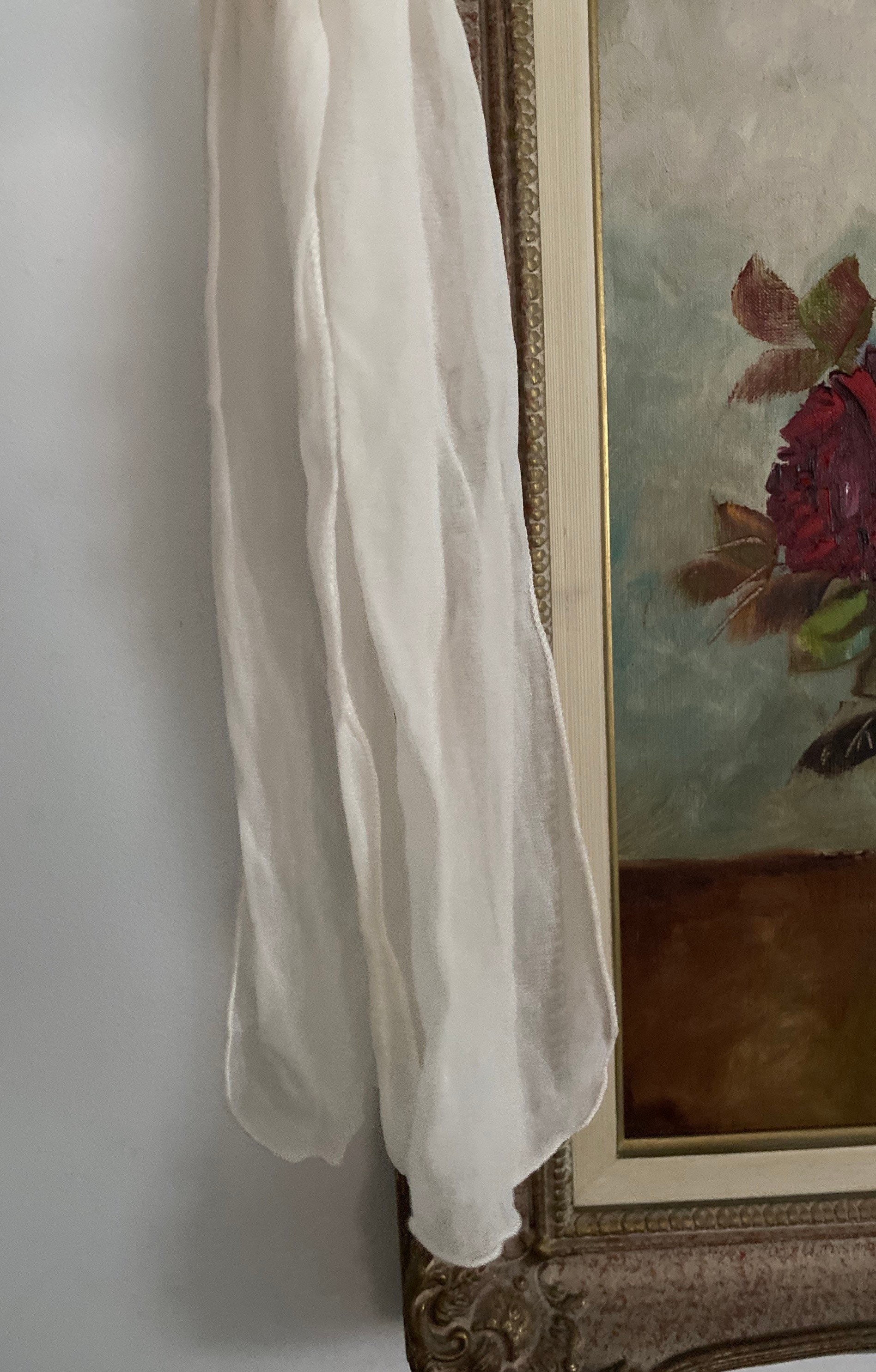 Vintage Sheer Small Rectangular Scarf in off White Decorative Neck ...