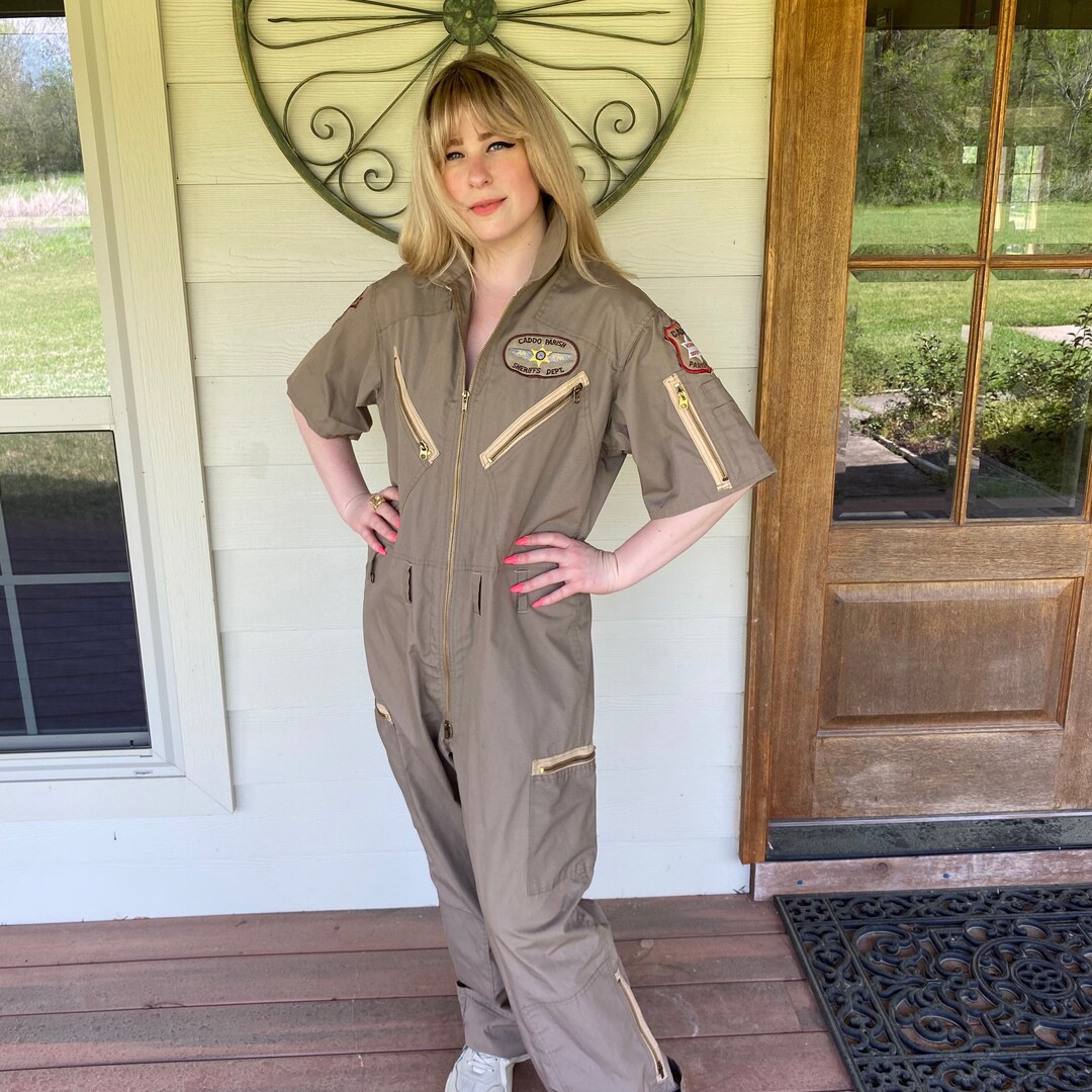 Vintage Deputy Sheriffs Short Sleeved Flight Suit Coveralls in Brown ...