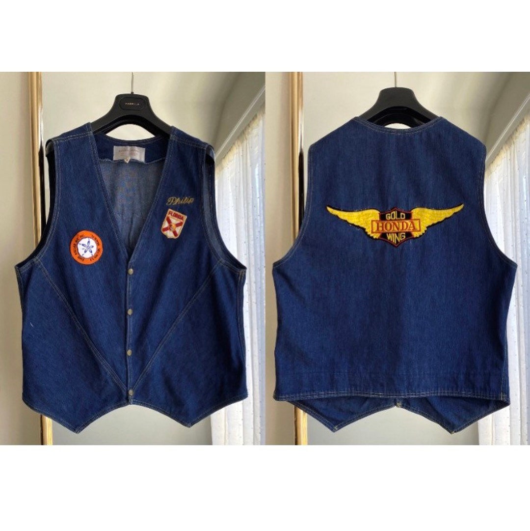 Vintage Mens Blue Denim Biker Vest • Fort Walton Beach Florida • Sand ...