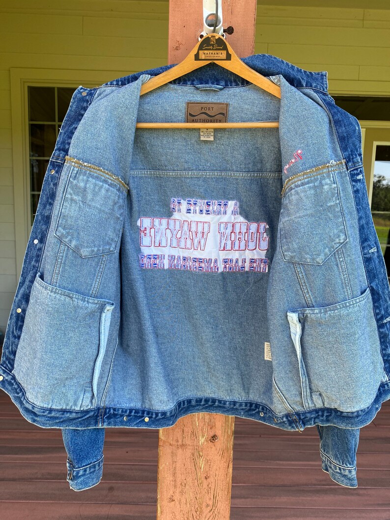 Vintage John Wayne Denim Jacket • 1990s Embroidered Tribute, Size ...