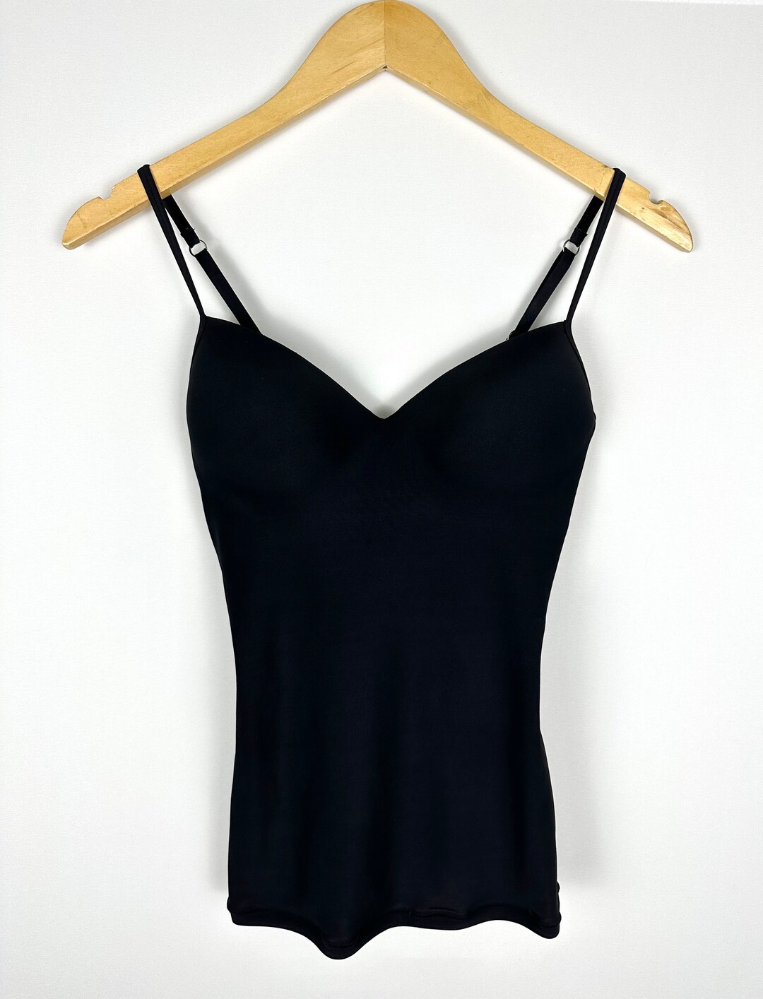 Hanro Black Lightly Lined Slip Top Camisole Built-in Bra Sweetheart ...