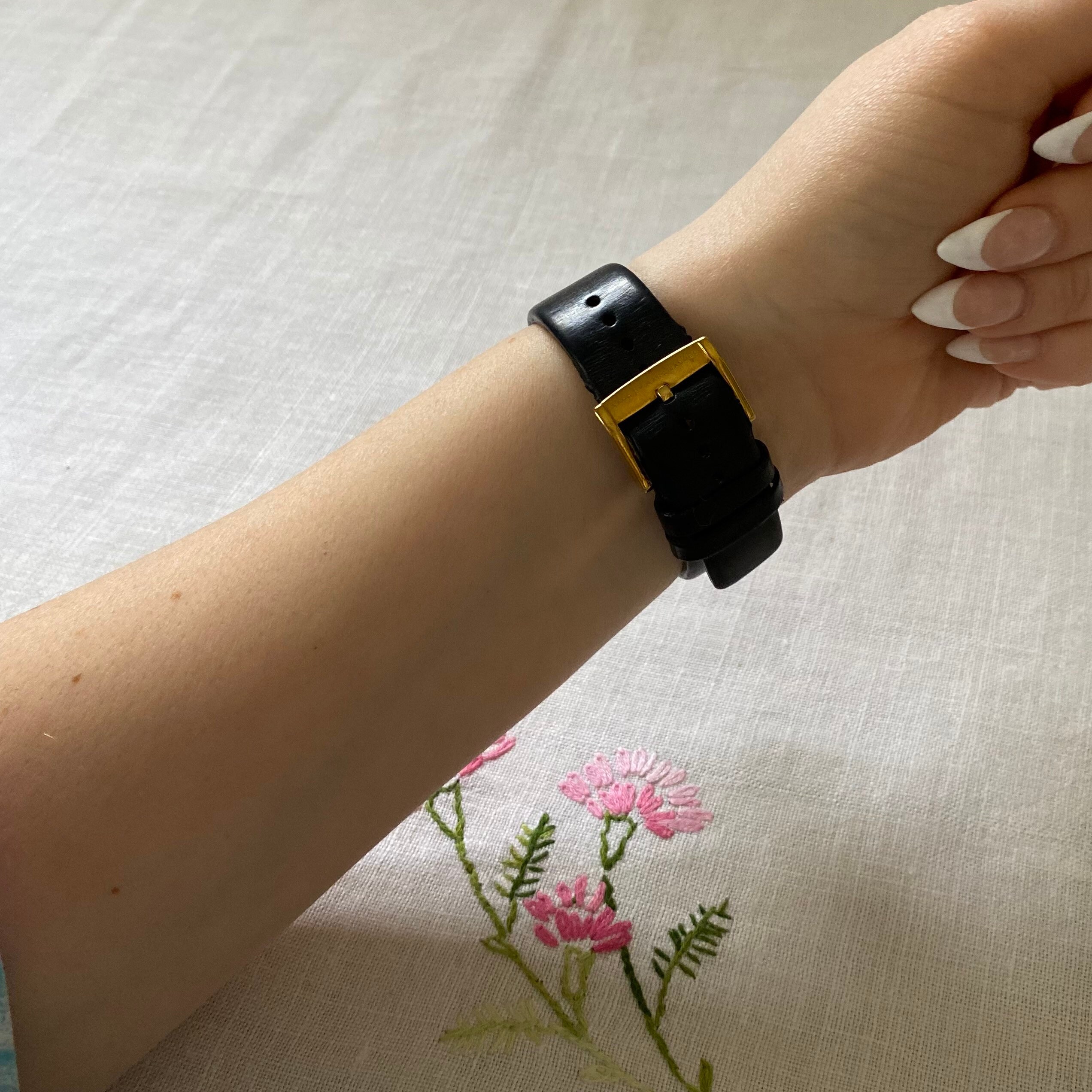 Marc by Marc Jacobs Black Leather Gold Skeleton Wrist Watch - Etsy