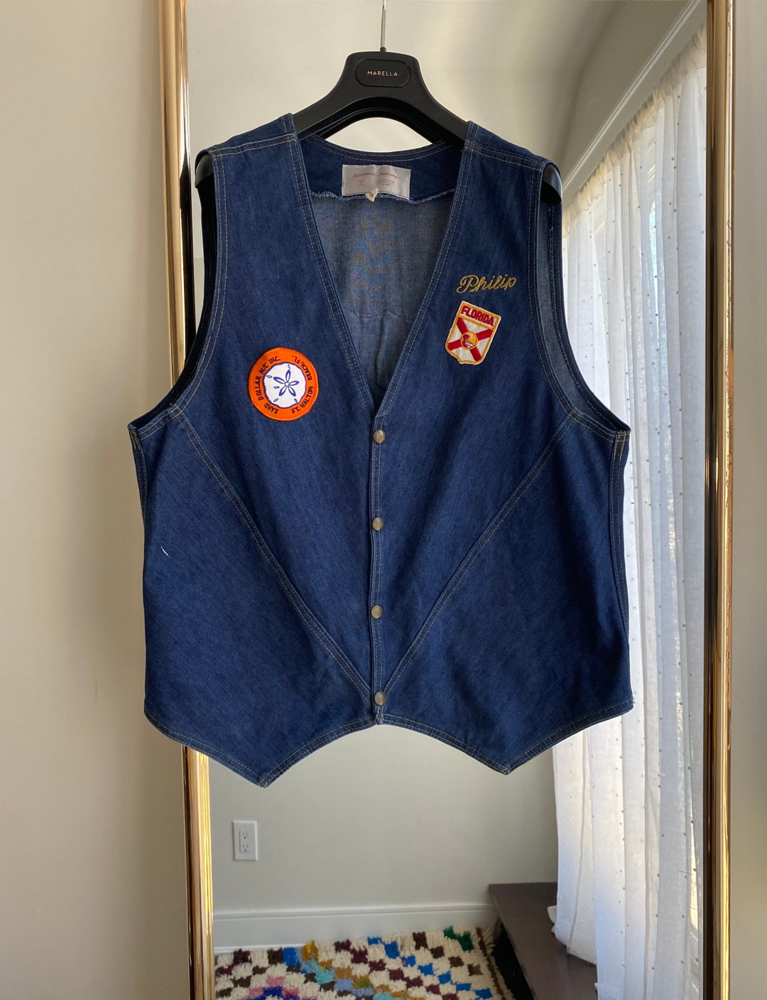 Vintage Mens Blue Denim Biker Vest Fort Walton Beach Florida - Etsy