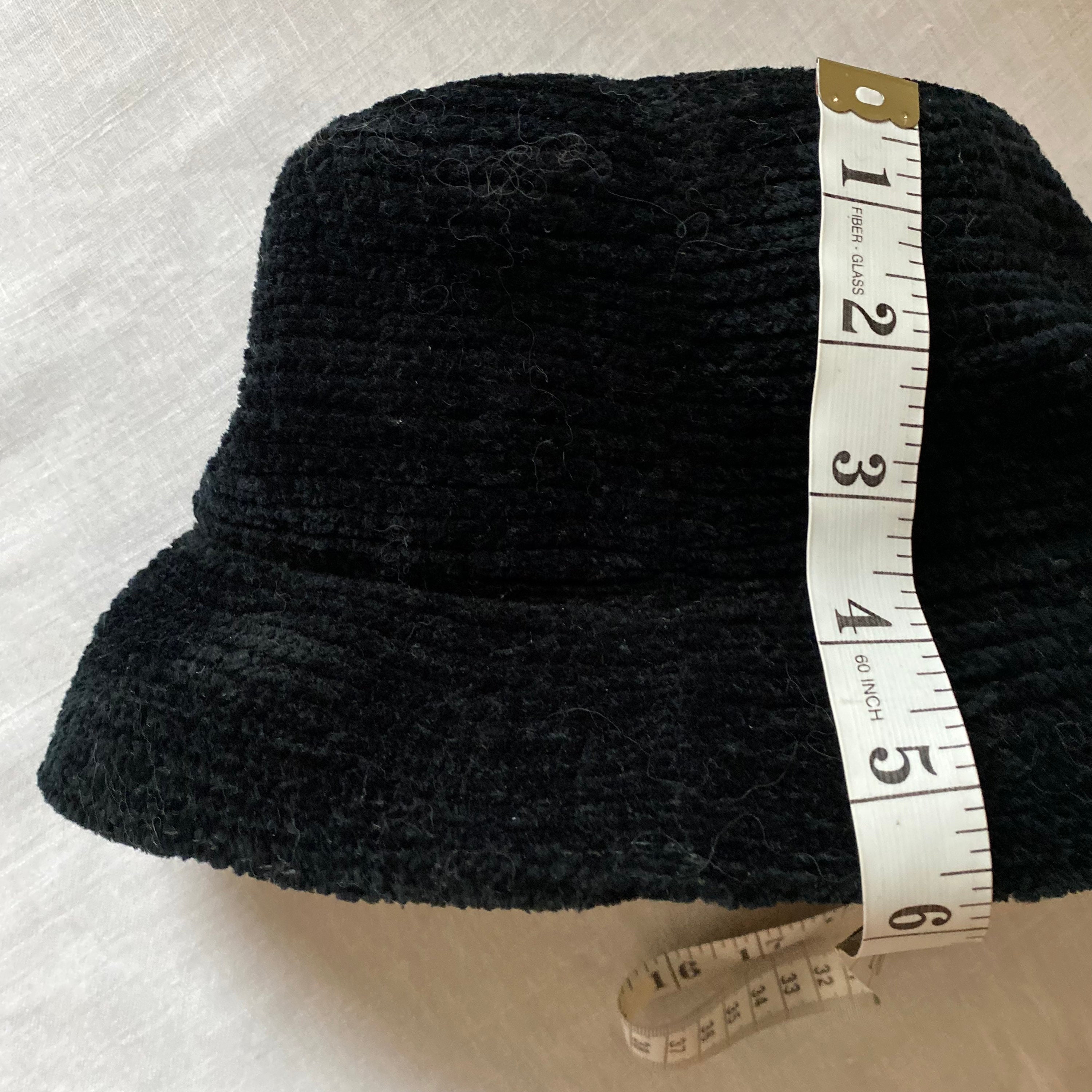 Vintage Black Corduroy Acrylic Bell Bucket Hat Soft Fabric - Etsy