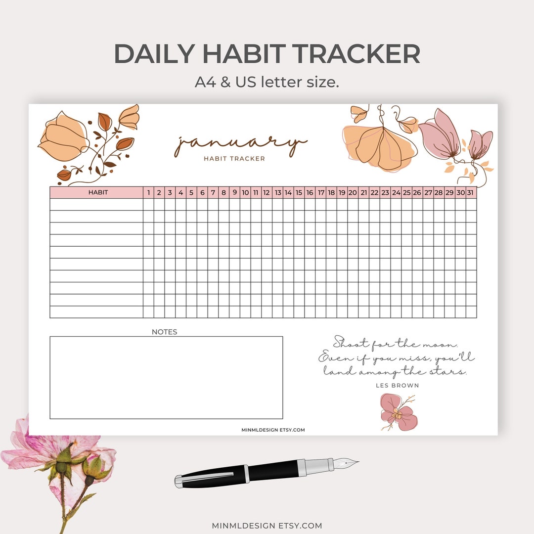 Habit Tracker Printable, Daily Habit Tracker, Monthly Habit Tracker, US ...