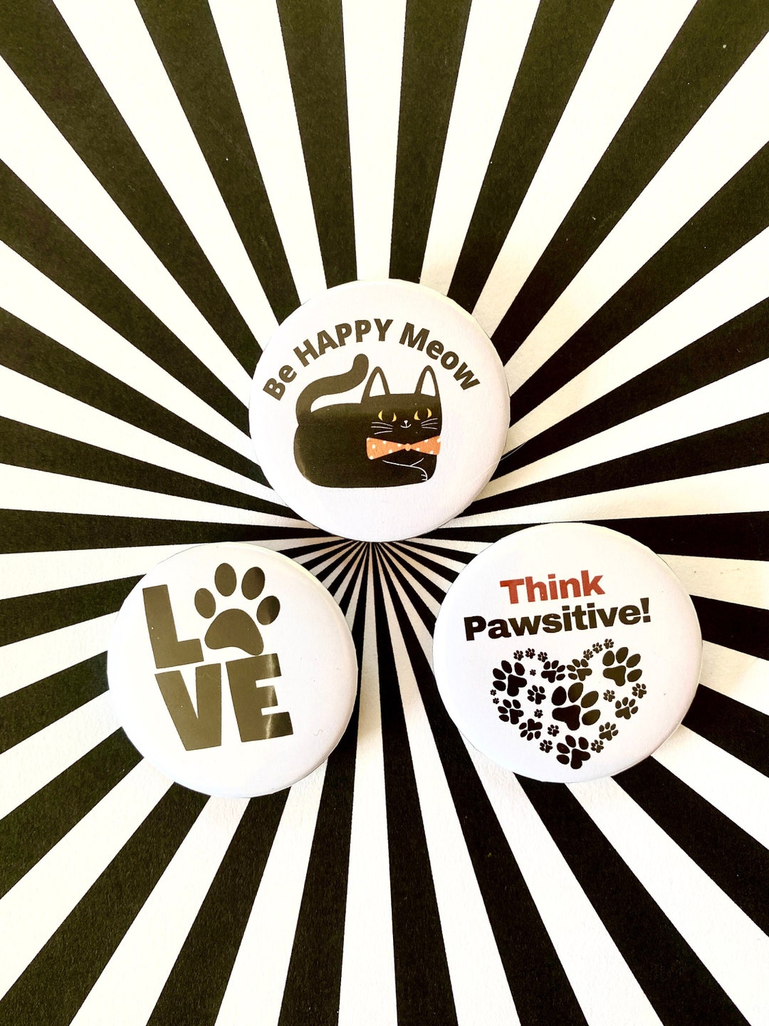 Cat Buttons Set - Three Buttons - for Cat People - Cat Pinback Button ...