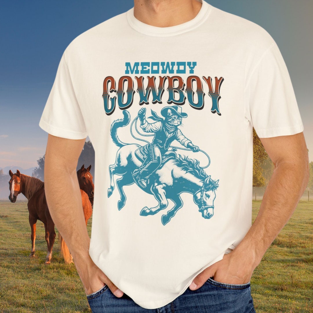 Meowdy Cowboy Cat Shirt, Vintage Cowboy Horse Shirt, Retro Cowboy Cat ...