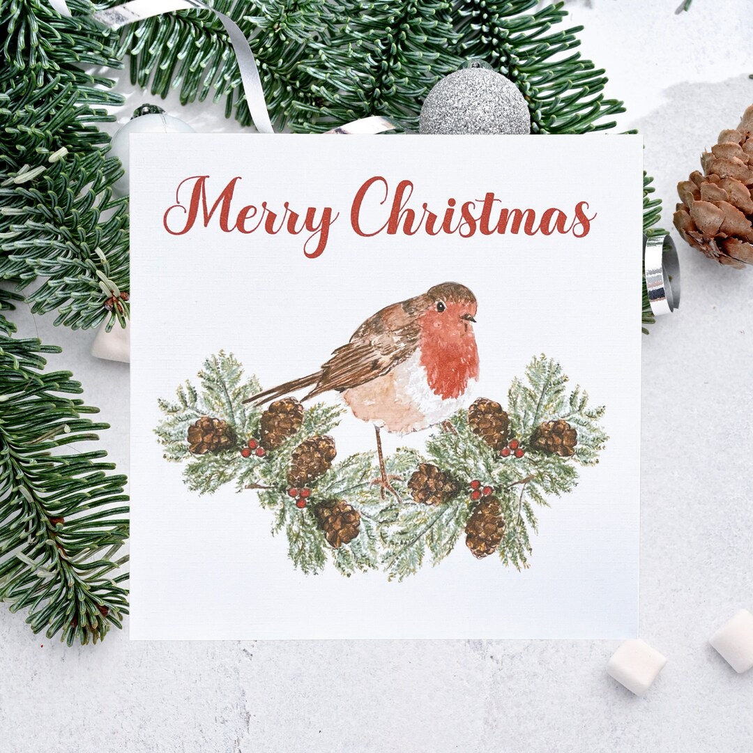 Christmas Robin Card, Festive Robin Card, Christmas Card, Robin ...