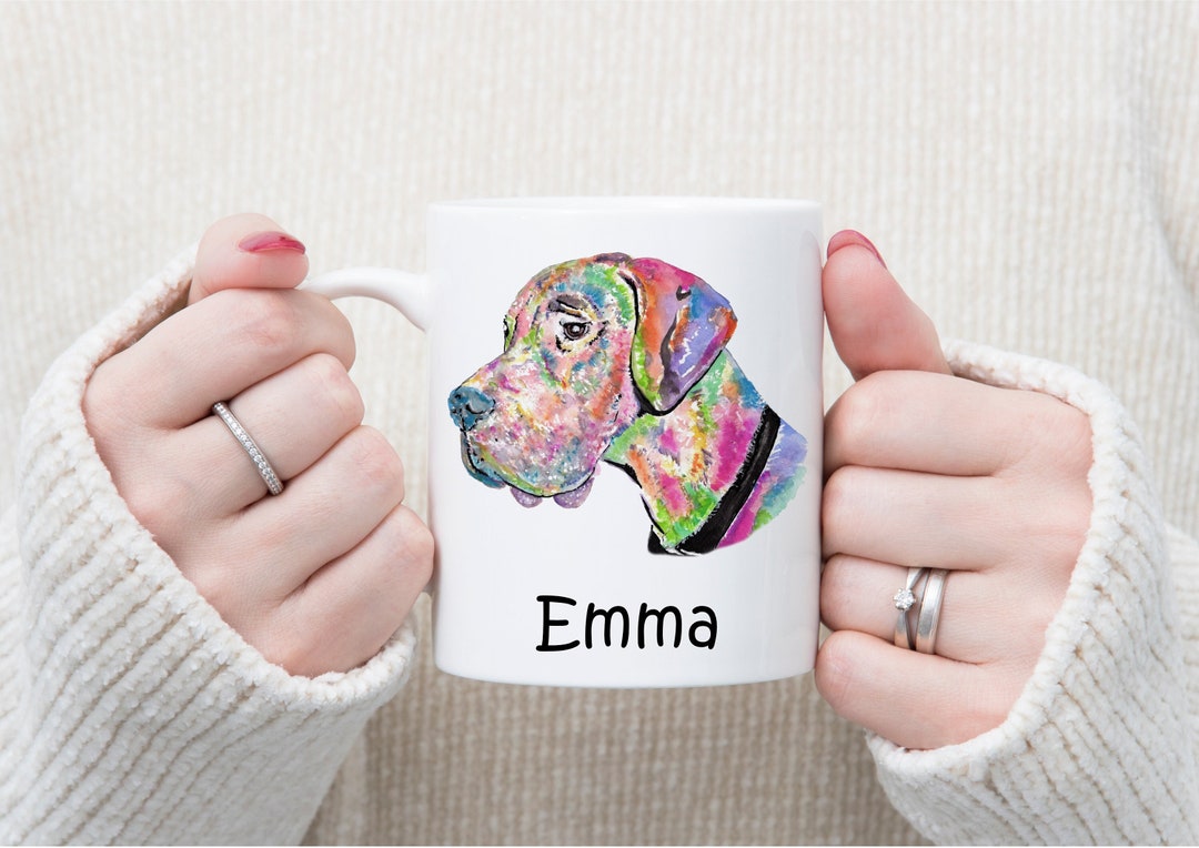 Personalised Dog Mug Great Dane Dog Illustration Mug Dog Mum Gift Dog ...