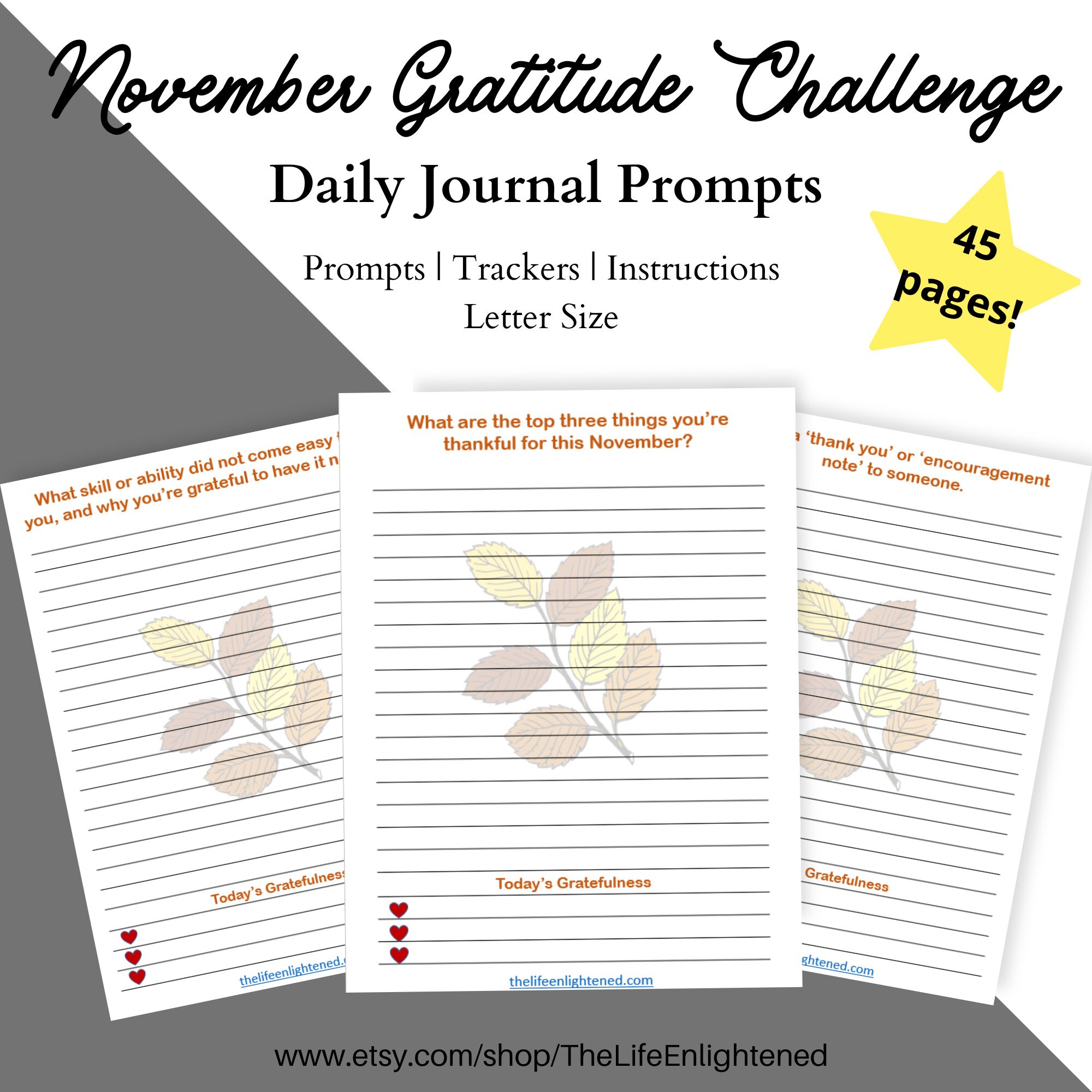 30 Day Gratitude Journal Printable Gratitude and Affirmation BUNDLE ...