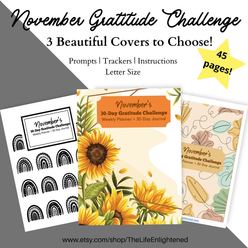 30 Day Gratitude Journal Printable Gratitude and Affirmation BUNDLE ...