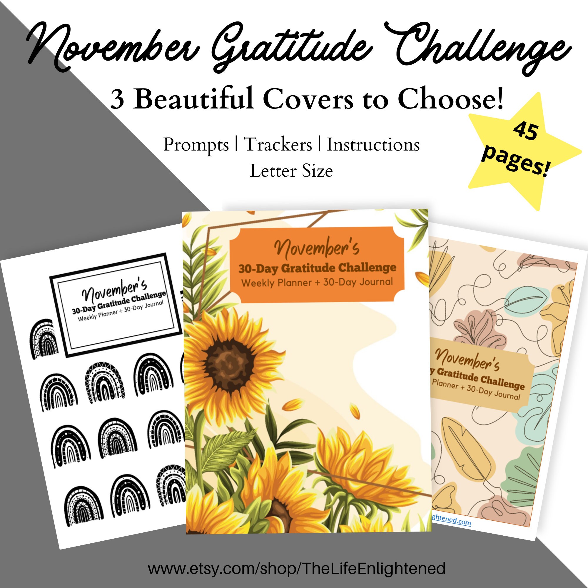 30 Day Gratitude Journal Printable Gratitude and Affirmation BUNDLE ...