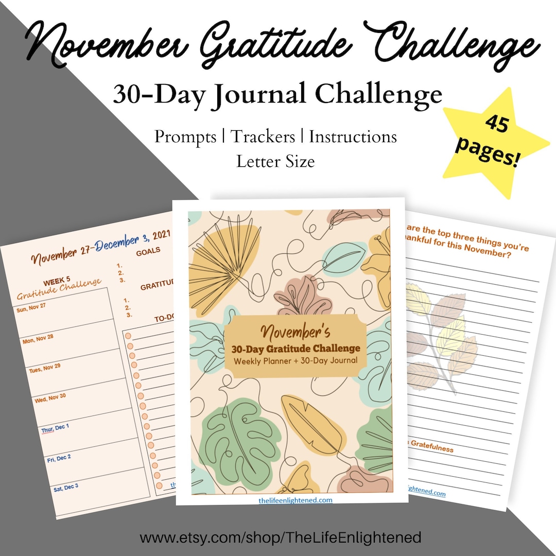 30 Day Gratitude Journal Printable Gratitude and Affirmation BUNDLE ...